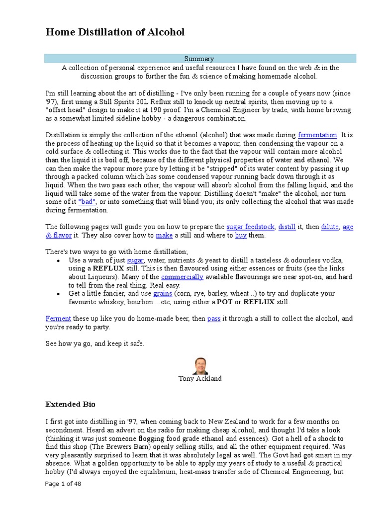 Home Distillation of Alcohol | Download Free PDF | Distillation | Ethanol
