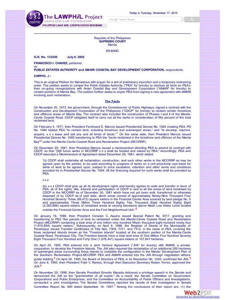 Chavez v. PEA and Amari | PDF | Mandamus | Freedom Of Information Laws ...