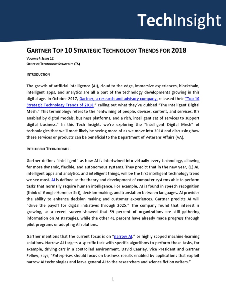 Tech Insight Gartner Tech Trends 2018 | PDF | Mixed Reality ...