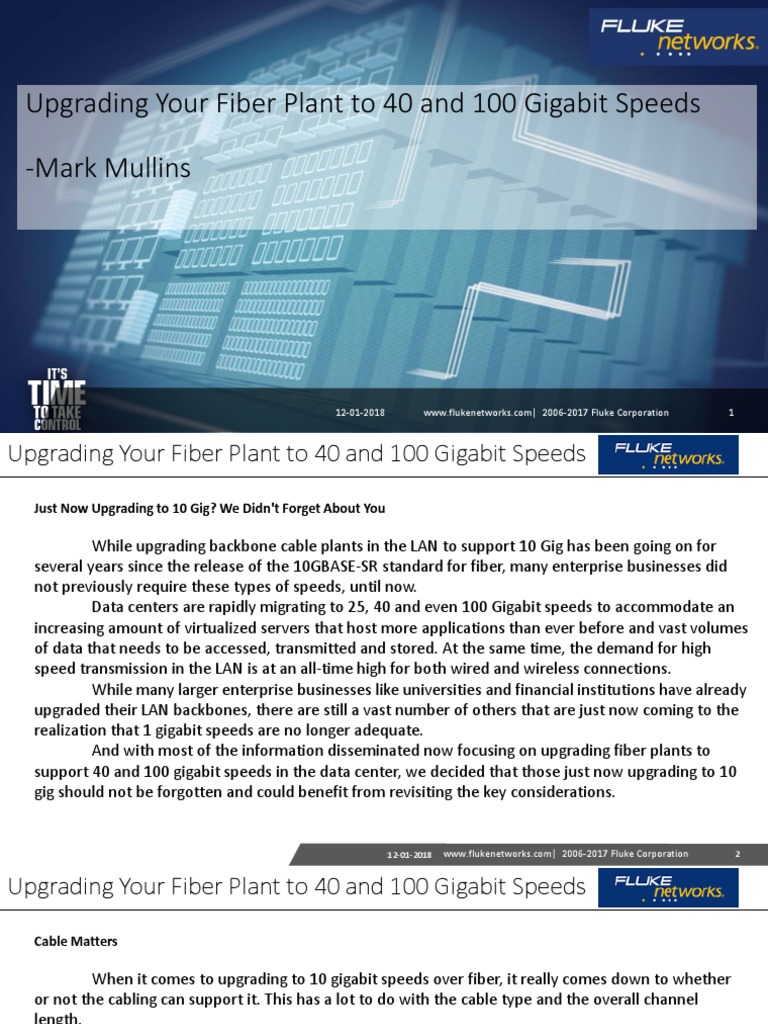 Upgrading Your Fiber Plant To 40 and 100 Gigabit Speeds | PDF | Optical ...