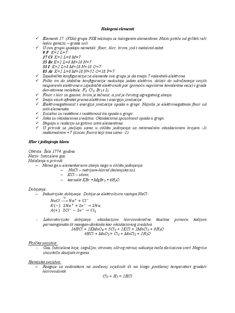 Halogeni Elementi1 | PDF