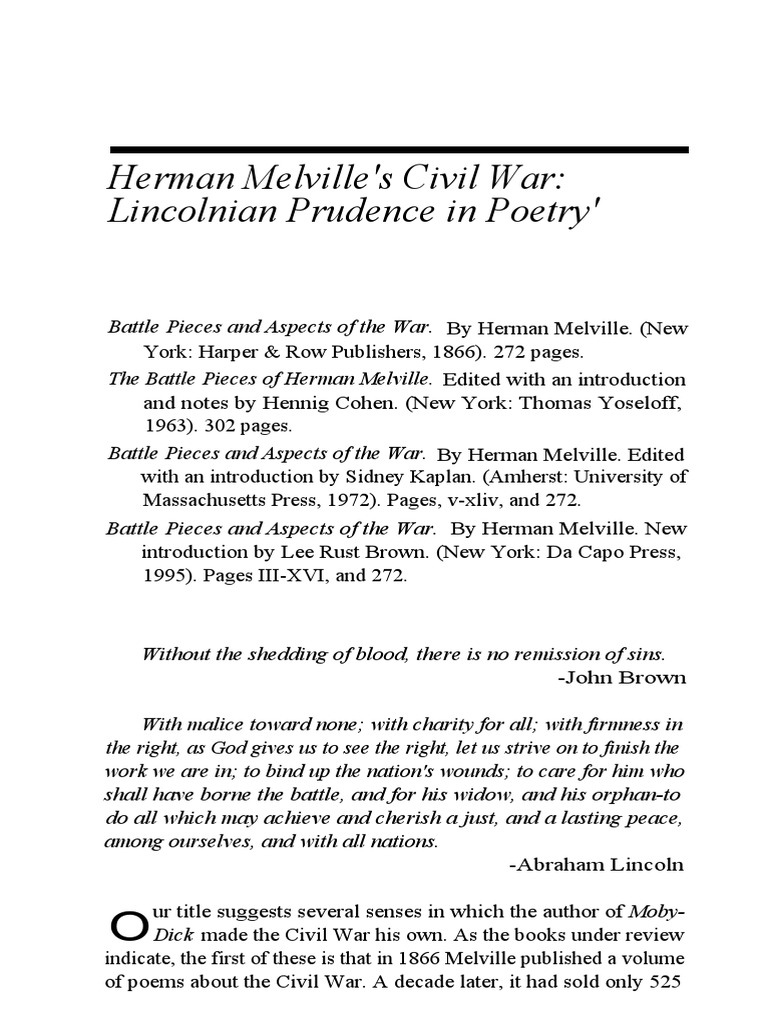Melville's Civil War PDF | PDF | Moby Dick | Ishmael (Moby Dick)