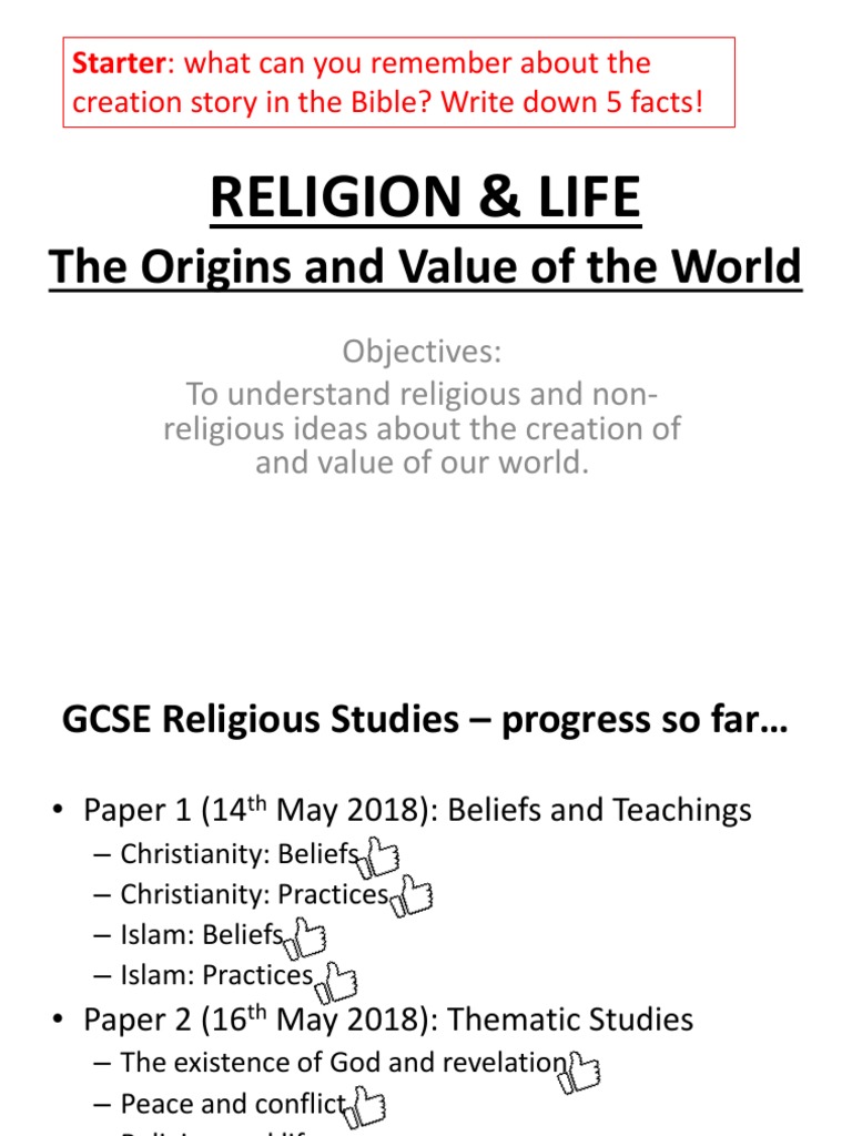 Religion & Life: The Origins and Value of The World | PDF | Genesis ...