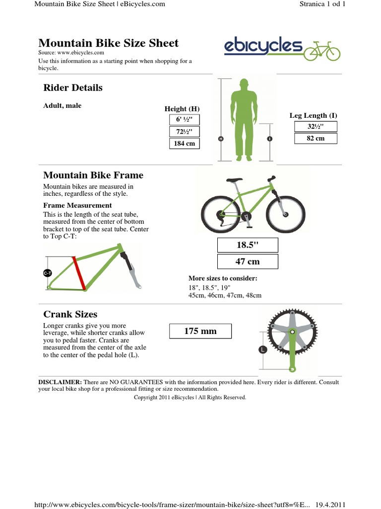 Mountain Bike Size Sheet: Rider Details | PDF | Land Vehicles | Transport