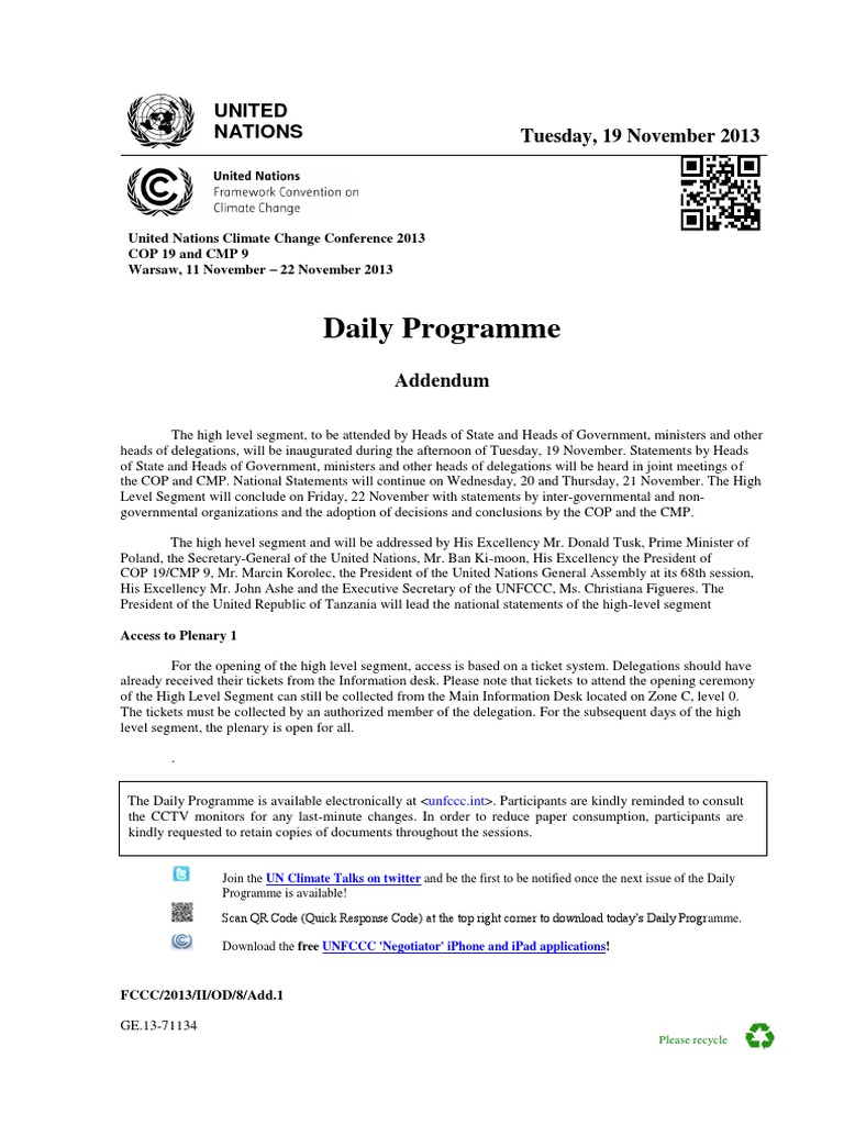 Daily Programme: United Nations Tuesday, 19 November 2013 | PDF ...