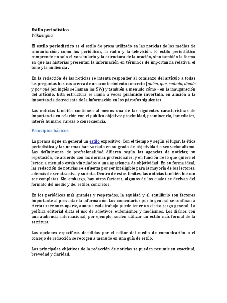 Estilo Periodístico | PDF | Palabra | Léxico