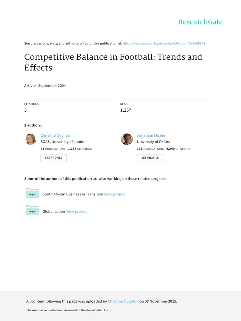Competitive Balance in Football Analysis | PDF | Economic Inequality ...