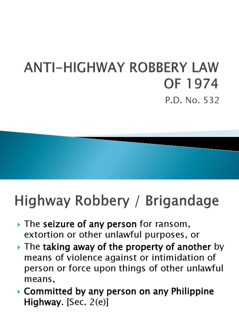 Anti-Piracy and Anti-Highway Robbery Law of 1974 | PDF | Robbery ...