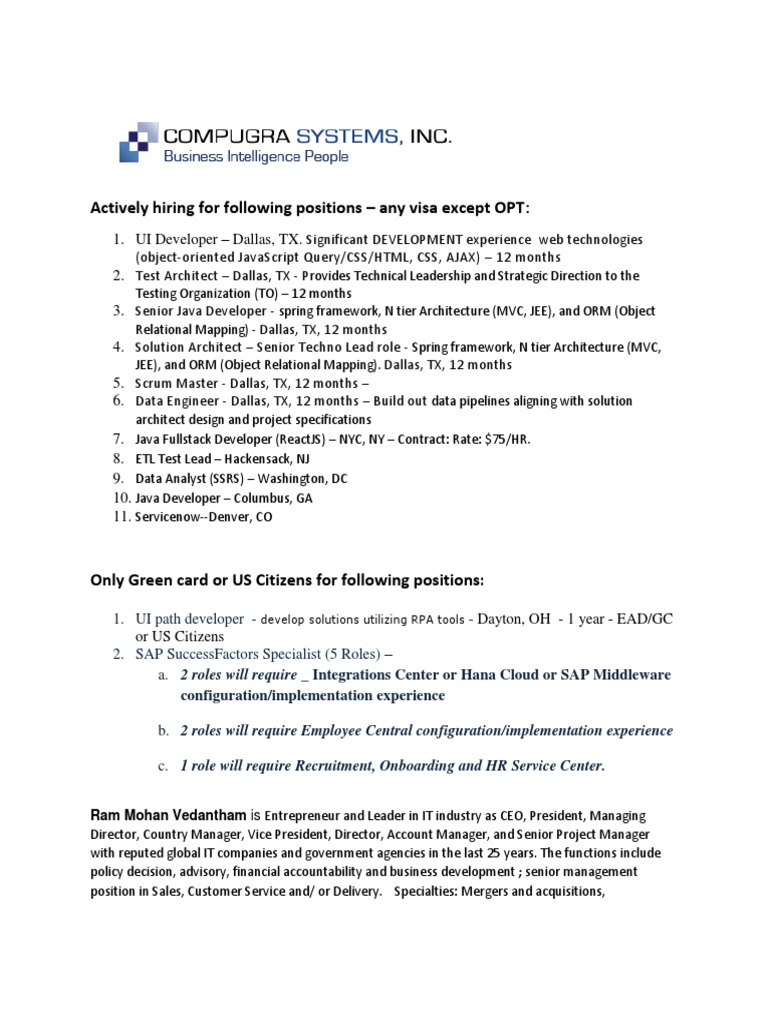 Compugra Posting | PDF | Object Relational Mapping | Spring Framework