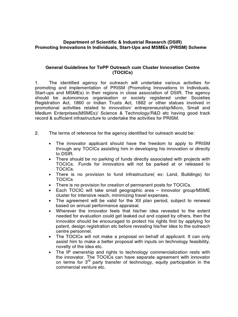 Department of Scientific & Industrial Research (Dsir) Promoting ...