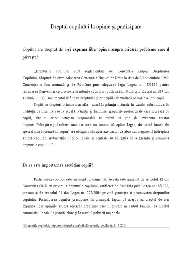 Dreptul Copilului La Opinie