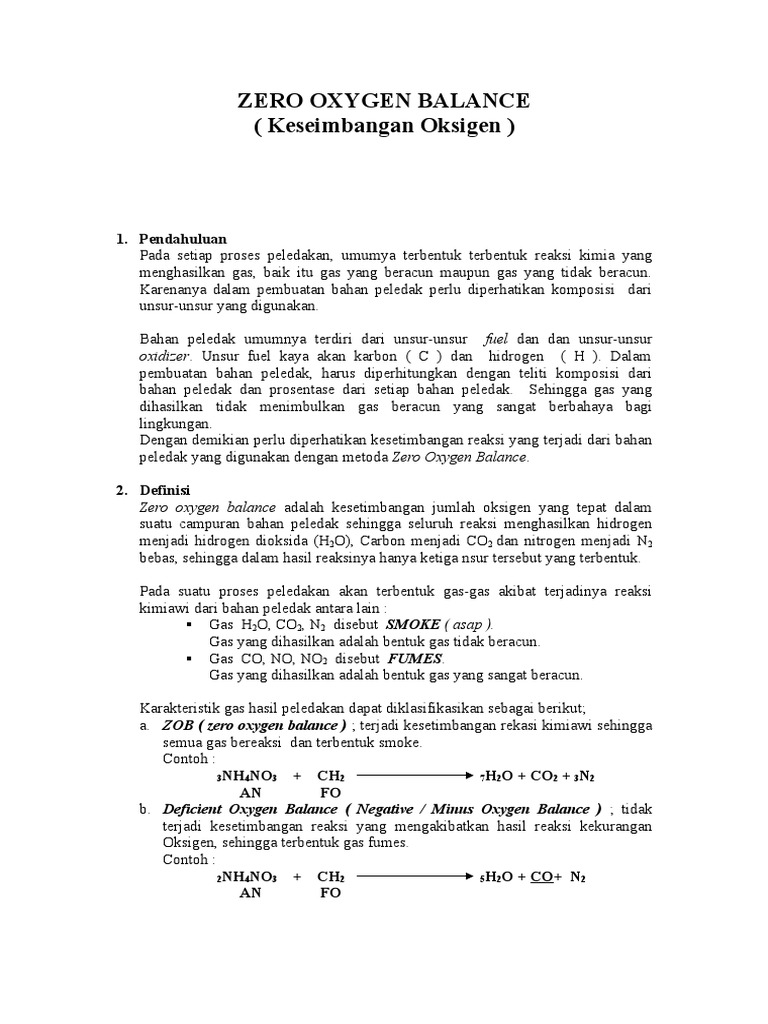 Zero Oxygen Balance | PDF
