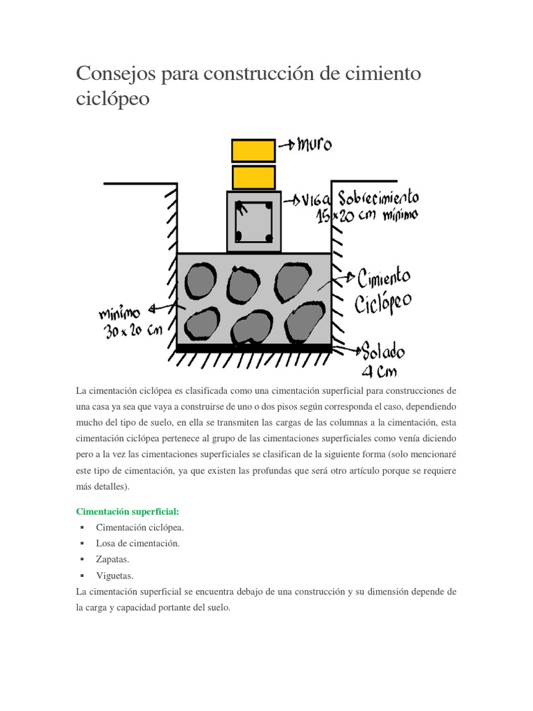 Consejos para Construcción de Cimiento Ciclópeo | PDF
