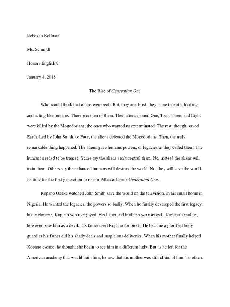 Generation One Book Report | PDF