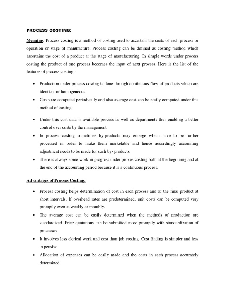 Process Costing Theory | PDF | Cost | Output (Economics)