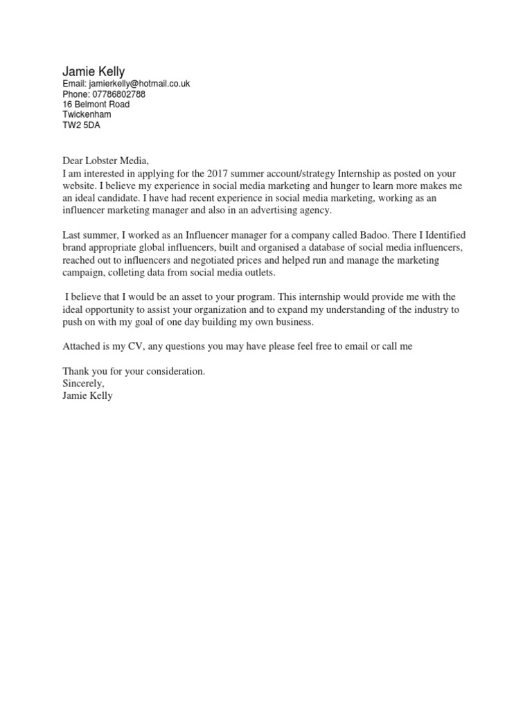 Internship Application for Lobster Media | PDF | Career & Growth