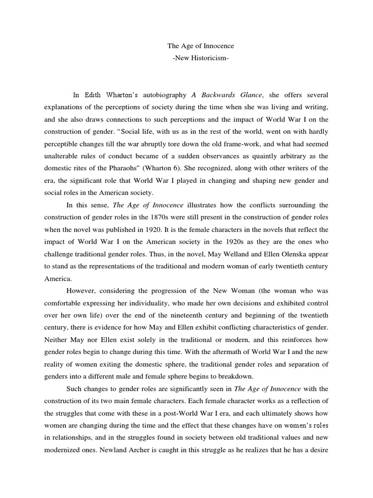The Age of Innocence | PDF | The Age Of Innocence | Gender Role