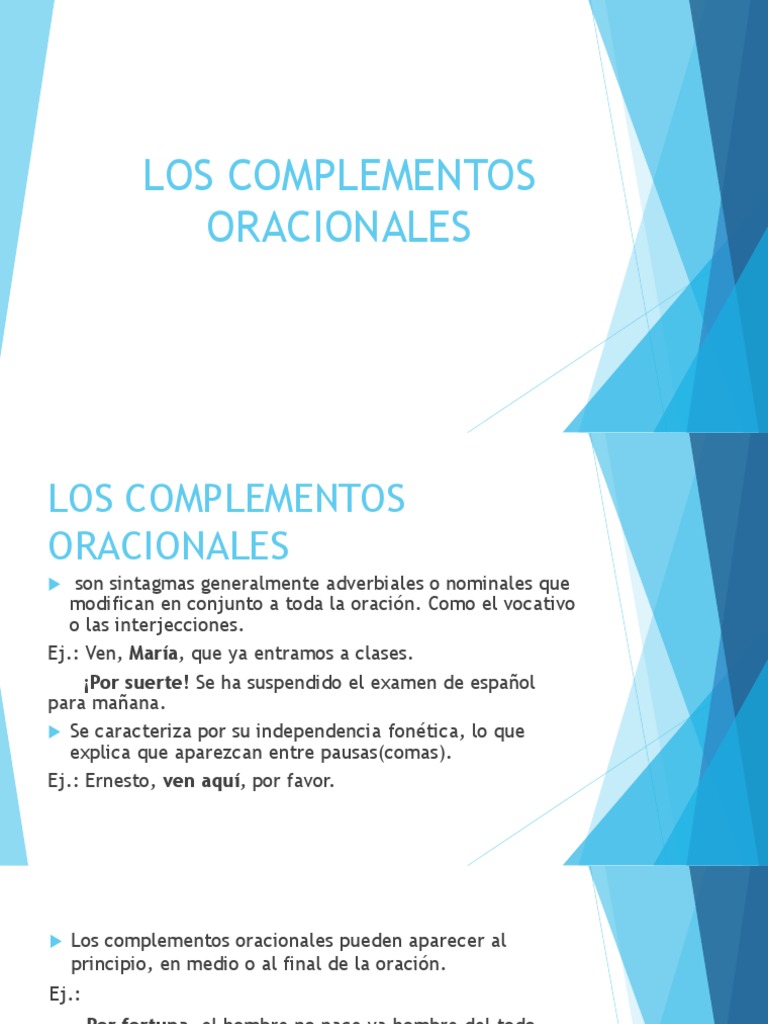 Los Complementos Oracionales | PDF | Oración (Lingüística) | Verbo