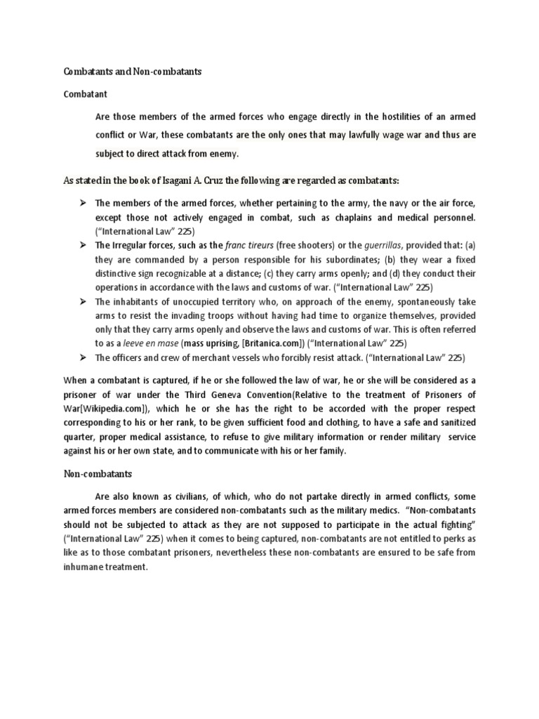 Combatants and Non | PDF | Military Occupation | Espionage