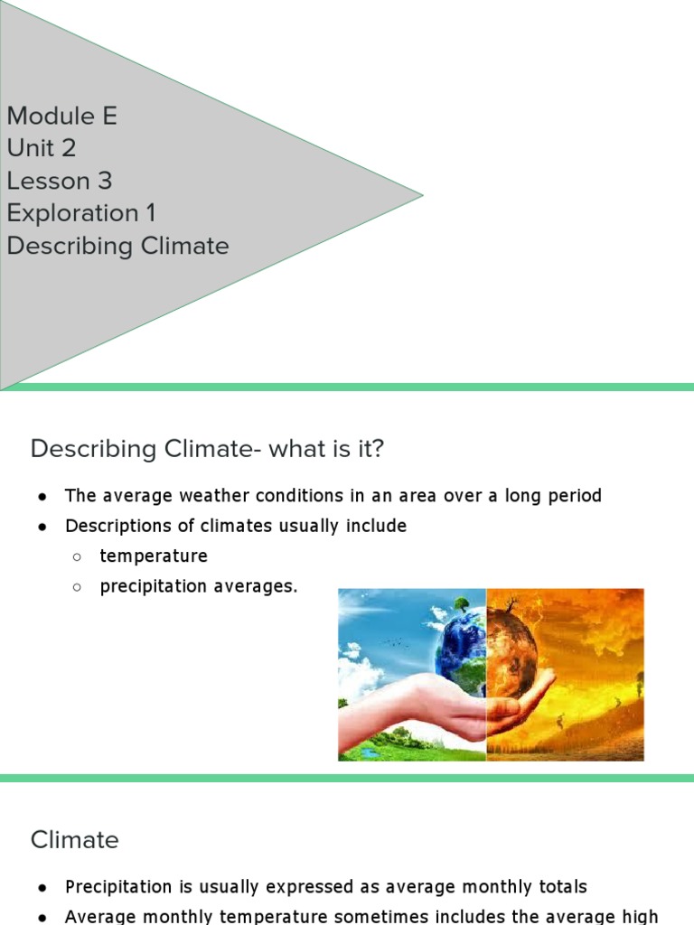 Students Module e Unit 2 Lesson 3 Exploration 1 Describing Climate | PDF