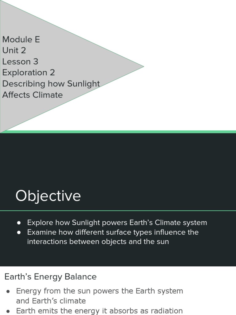 Students Module e Unit 2 Lesson 3 Exploration 2 Describing How Sunlight ...