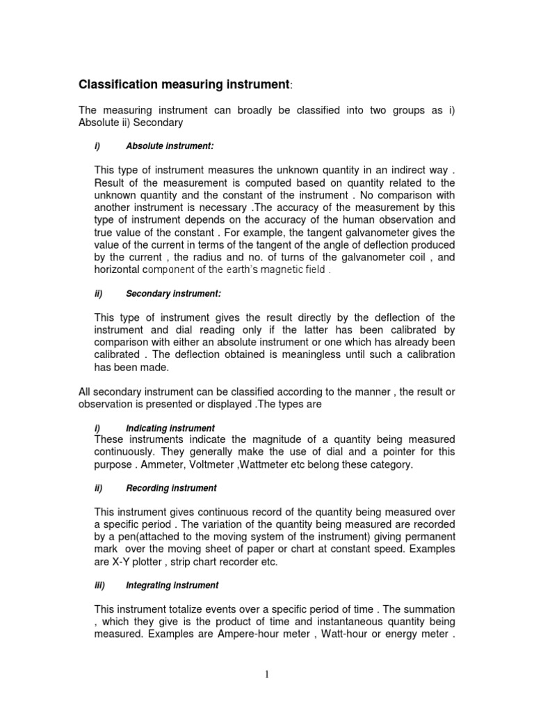 Classification of Instrument PDF | PDF | Electromagnetic Induction ...