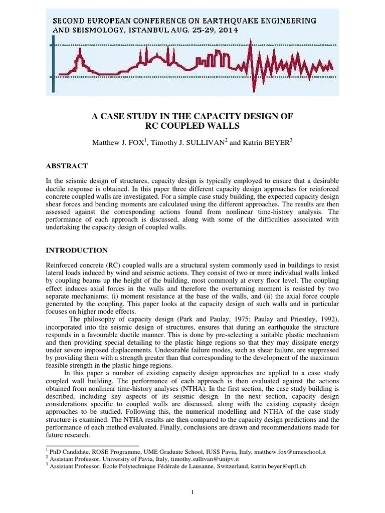 A Case Study in The Capacity Design of RC Coupled Walls: Matthew J. FOX, Timothy J. SULLIVAN and ...