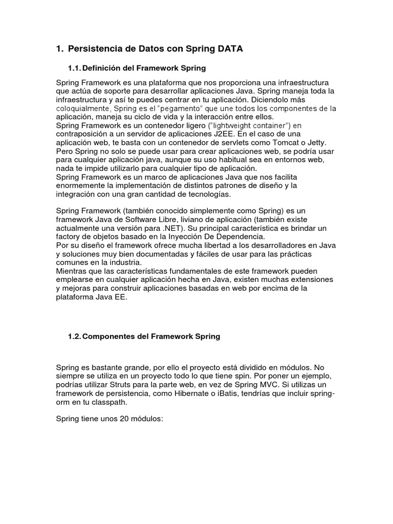 Persistencia de Datos Con Spring DATA | PDF | Spring Framework | Marco ...