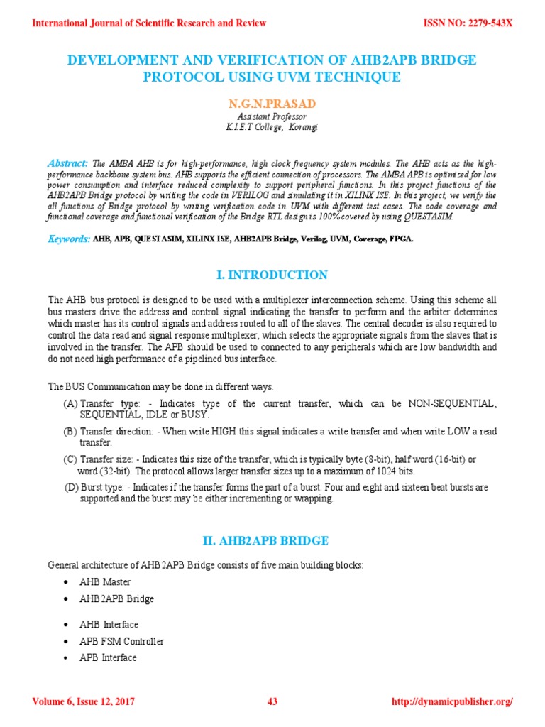Development and Verification of Ahb2apb Bridge Protocol Using Uvm ...