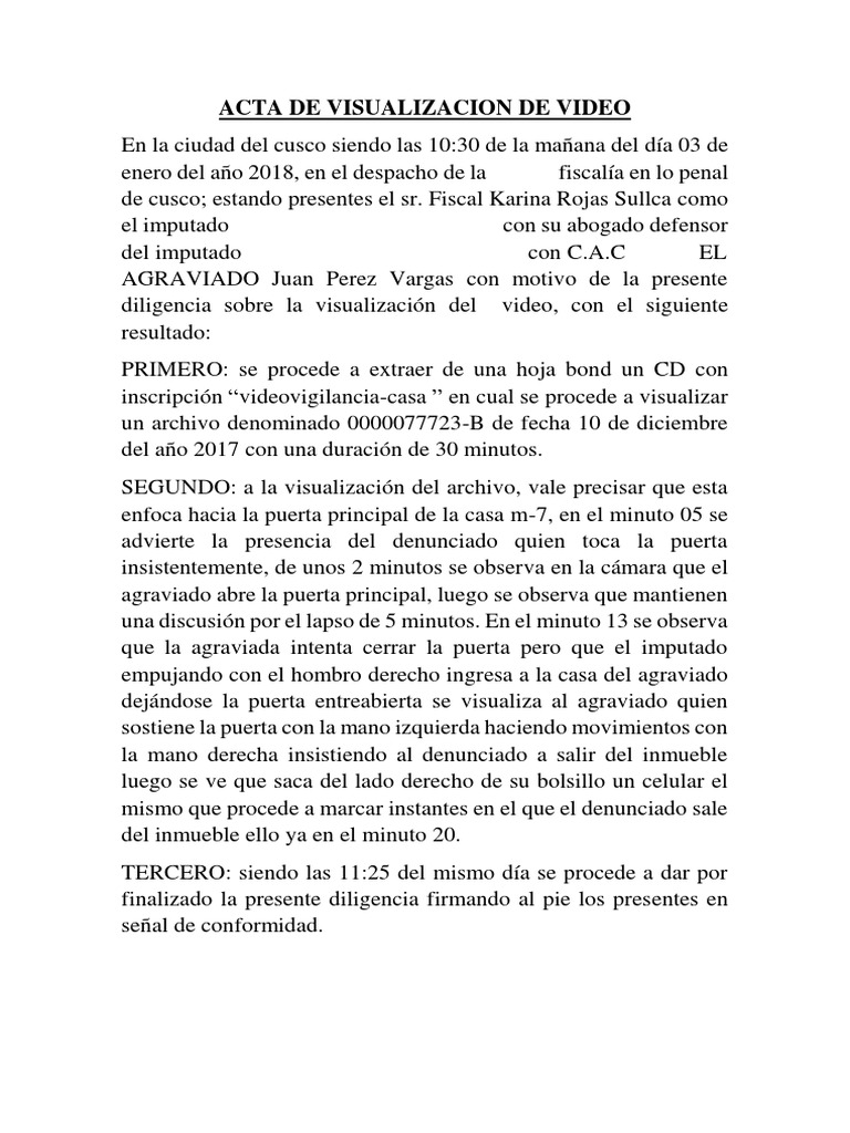 Acta de Visualizacion de Video | PDF Acta de Visualizacion de Video | PDF