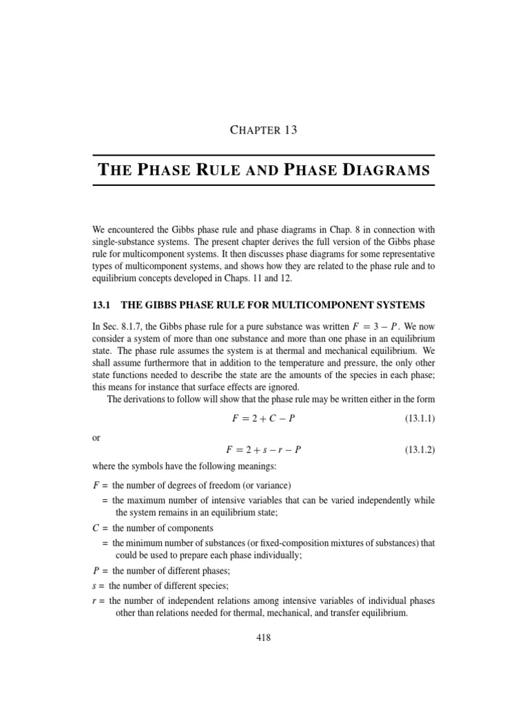 The Phase Rule and Phase Diagrams-T and C | PDF | Phase Rule | Phase ...