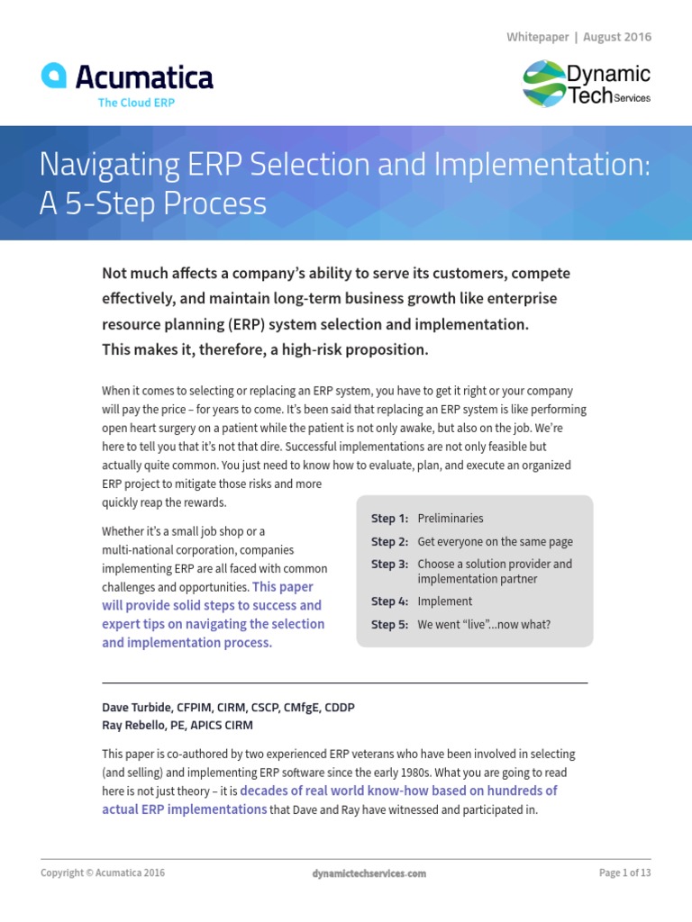 Navigating ERP Selection Implementation 5 Step Process | PDF ... Navigating ERP Selection Implementation 5 Step Process | PDF ...