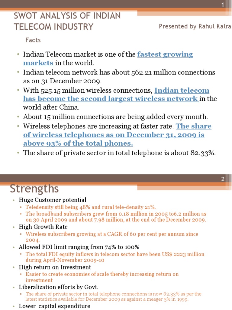 SWOT Analysis Indian Telecom Industry | PDF | 3 G | Telecommunication