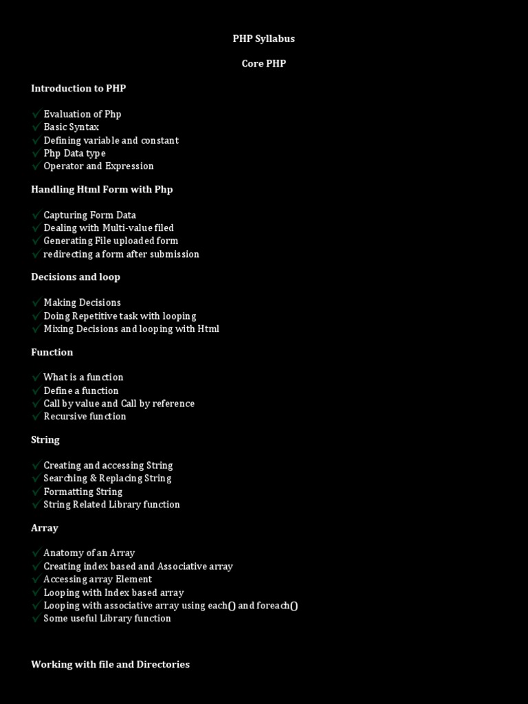 PHP Syllabus PDF | PDF | Php | Word Press