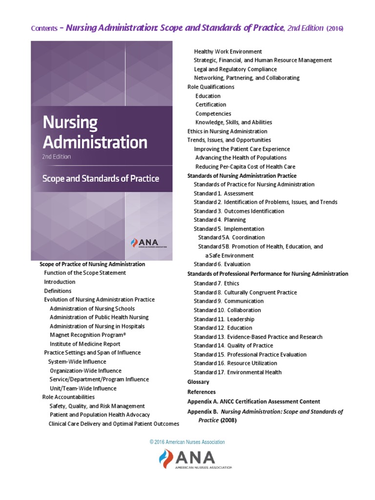 ToC_Nursing-Administration-Scope-Standards-of-Practice-2E.pdf | Nursing ...
