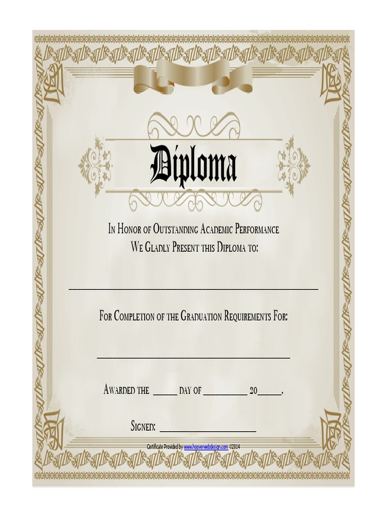 Printable Diploma Award Certificate Brown | PDF