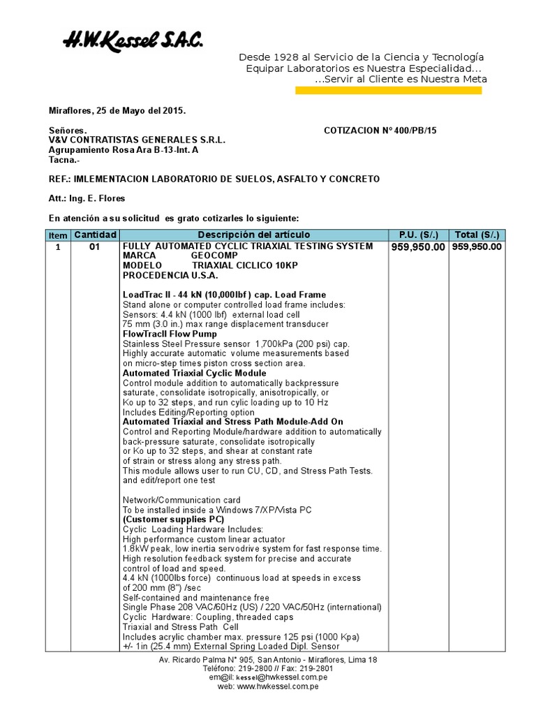 Cot. 400 Triaxial Ciclico 10 KP Geocomp V&V Contratistas Generales ...