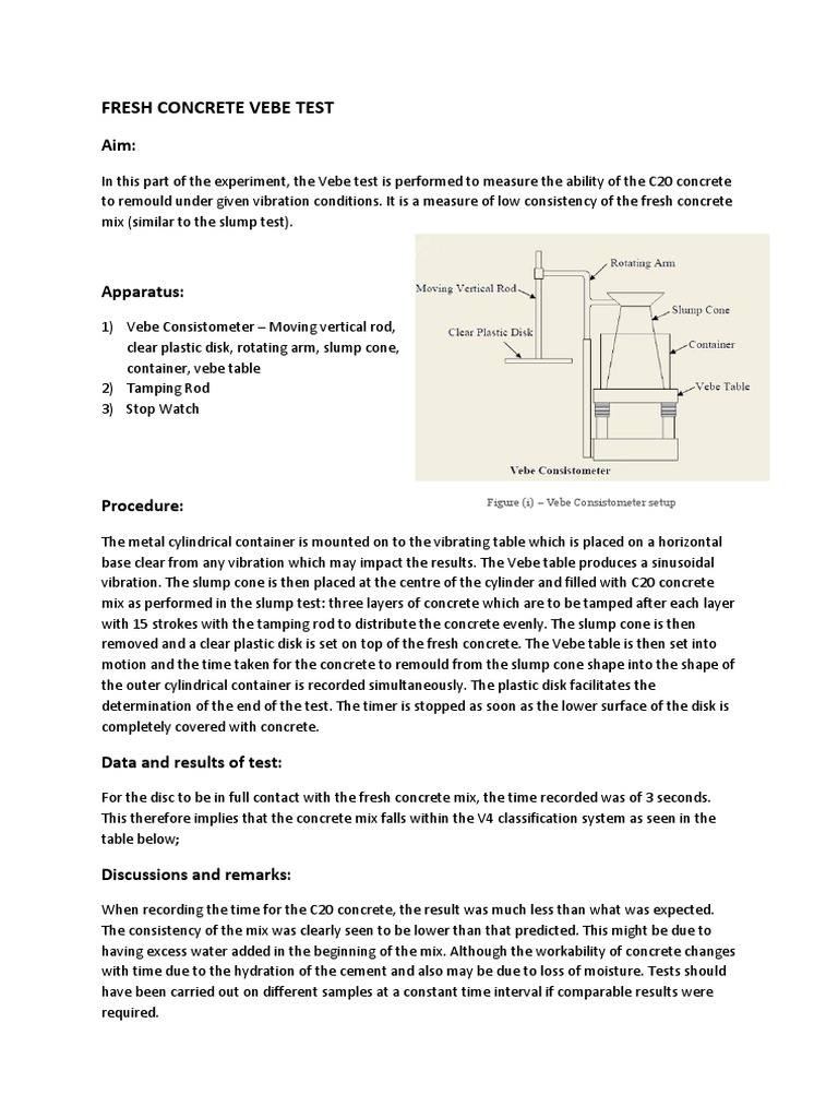 Fresh Concrete Vebe Test | PDF | Concrete | Building Materials