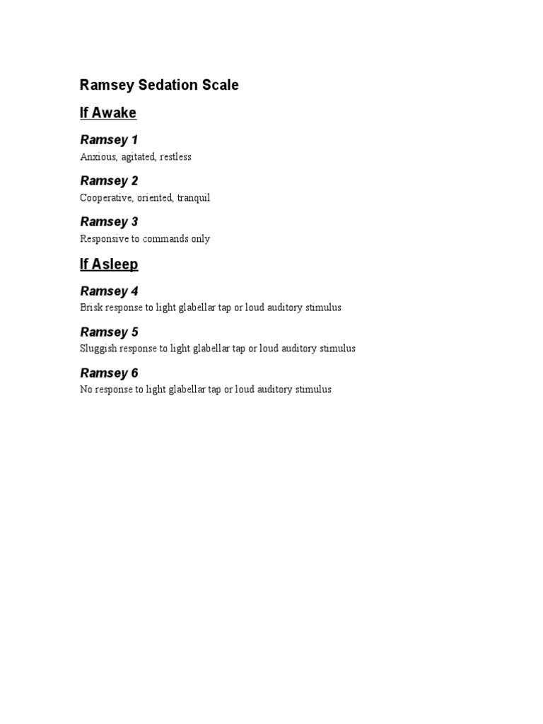 Ramsey Sedation Scale Explained | PDF