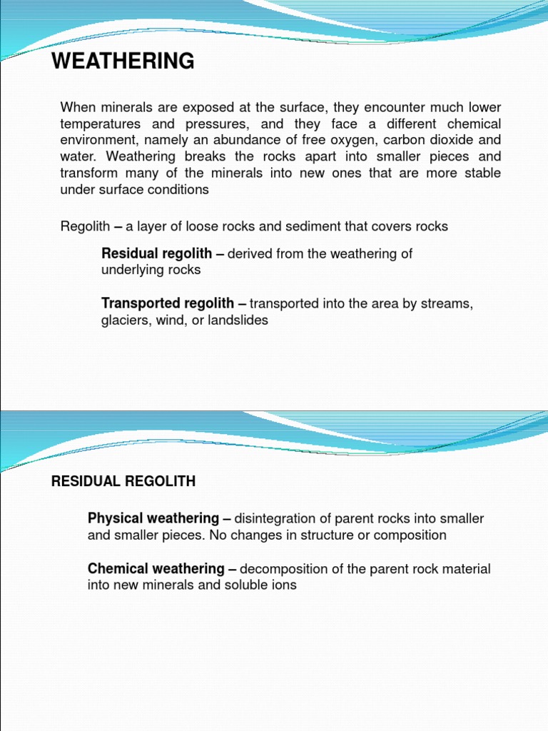 Weathering: Residual Regolith | PDF | Weathering | Rock (Geology)