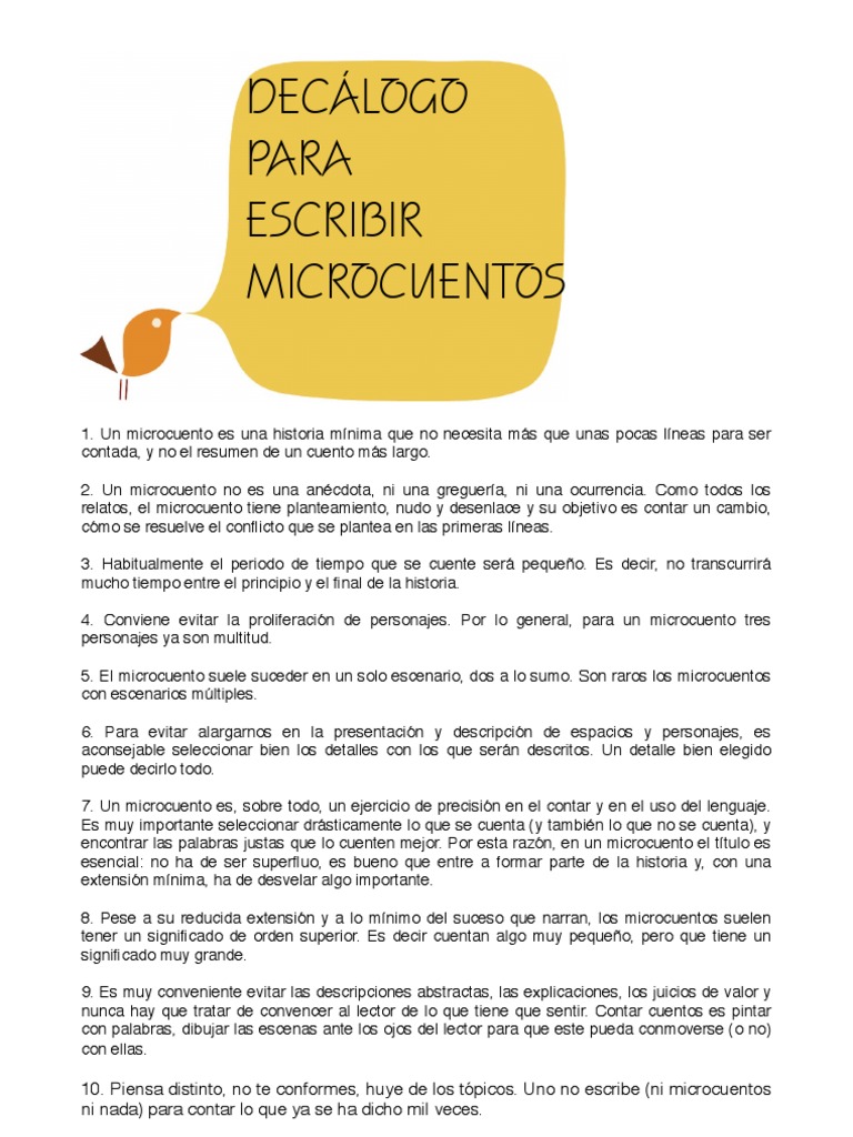 Decalogo para Escribir Un Microcuento | PDF