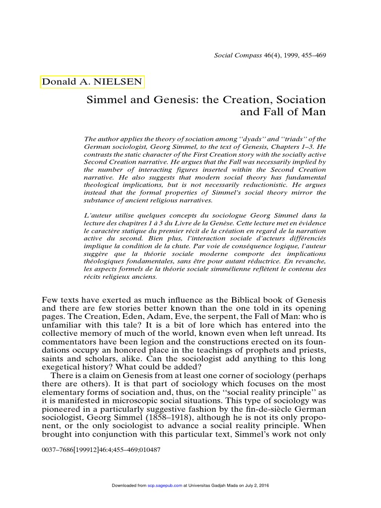 Social Compass 1999 NIELSEN | PDF | Genesis Creation Narrative ...
