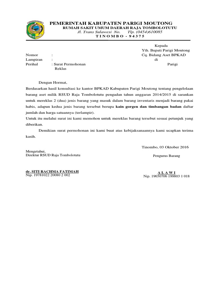 Surat Permohonan (Reklas) | PDF