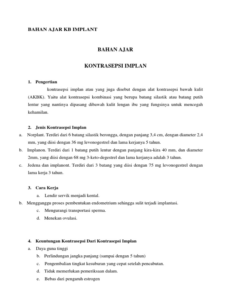 Panduan Pemasangan Implan KB | PDF
