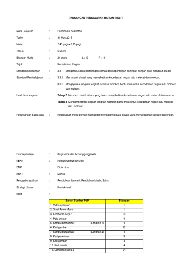 RPH PK Tahun 5 | PDF