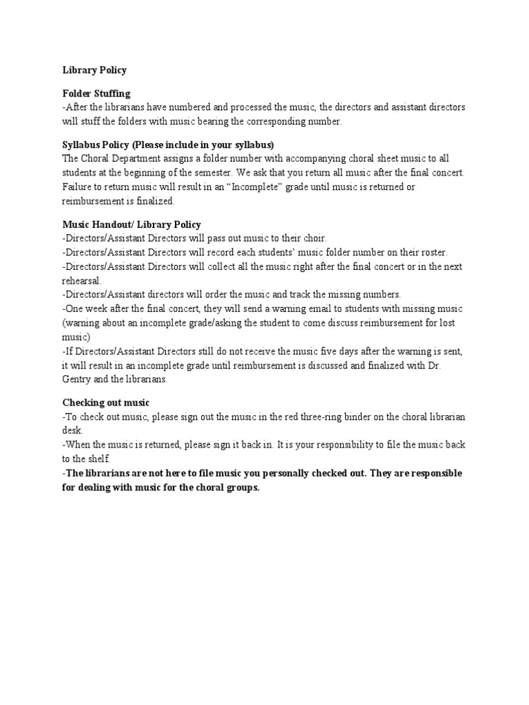 Library Policy Folder Stuffing | PDF