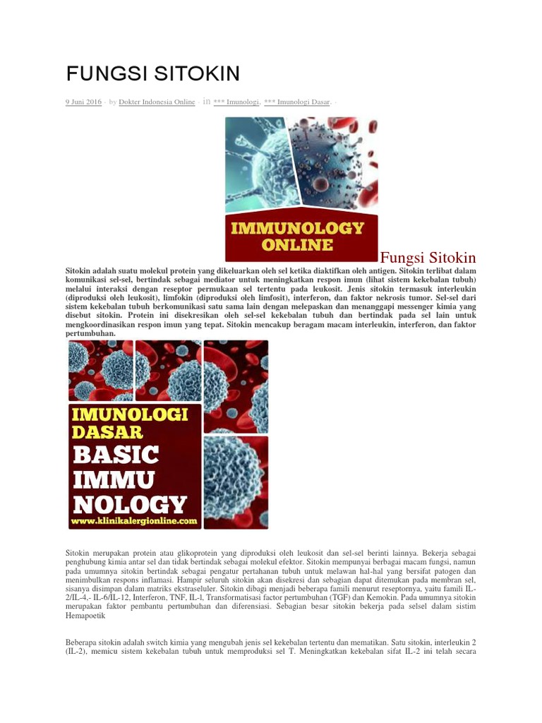 Fungsi Sitokin dalam Sistem Imun | PDF