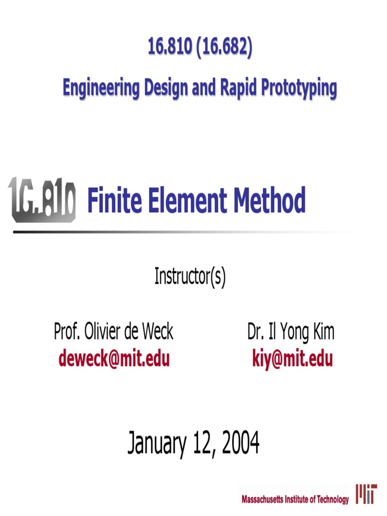 Finite Element Method January 12 2004 Pdf Finite Element Method Equations