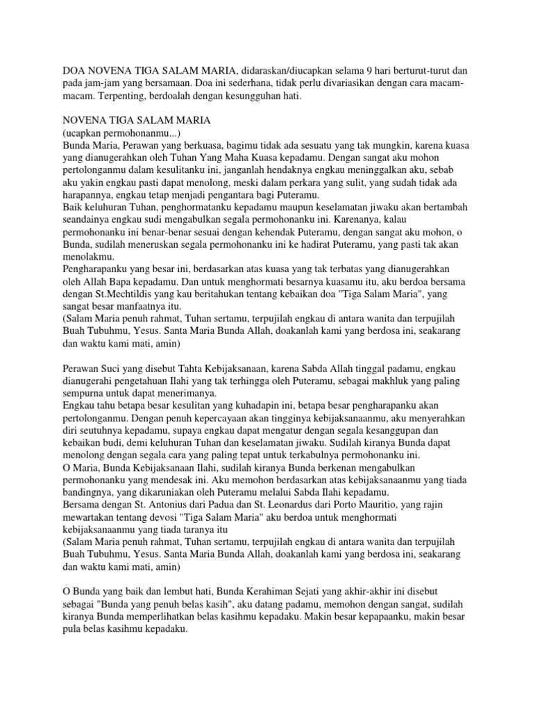 Doa Novena Tiga Salam Maria | PDF
