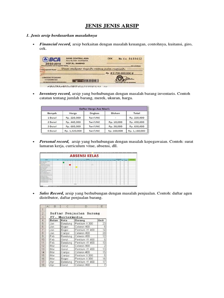 JENIS DAN FUNGSI ARSIP | PDF